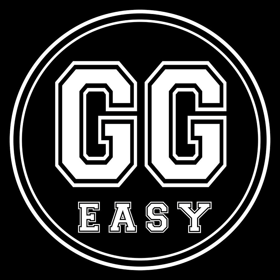 GG Easy gamer sticker circle black bg Poster Painting by Patel Mason - Pixels