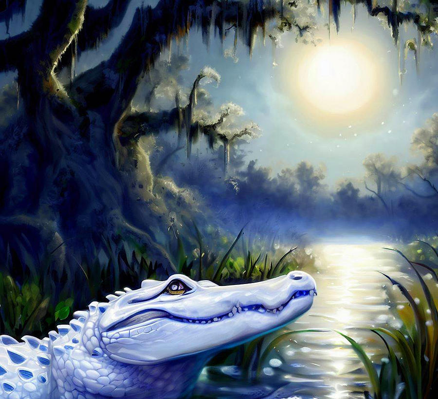 Ghost Gator Bayou Painting by Charles Monroe - Fine Art America