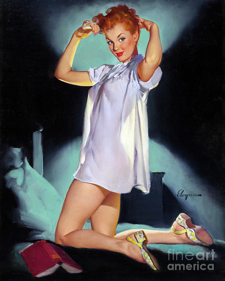 Gil Elvgren - Rest Assured, 1952 Painting by Magical Vintage - Pixels