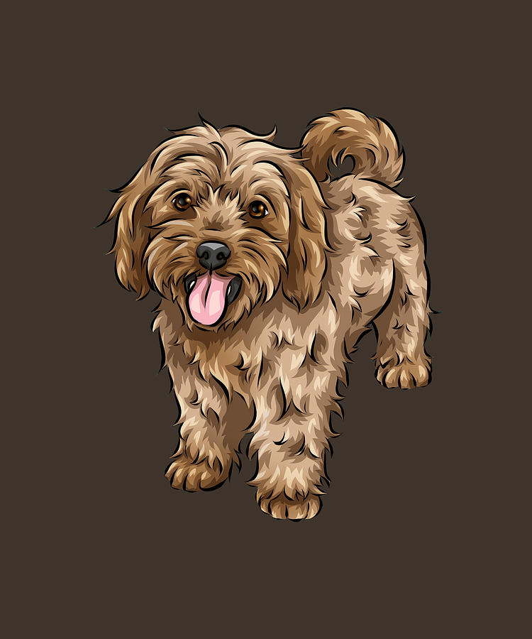 Ginger Cavapoo blue cool Painting by Lloyd Watson | Pixels