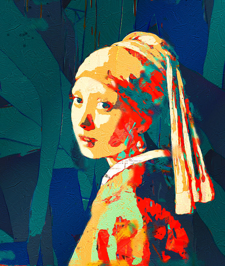 Girl With A Pearl Earring Pop Art Painting by Stephen Chambers - Fine ...