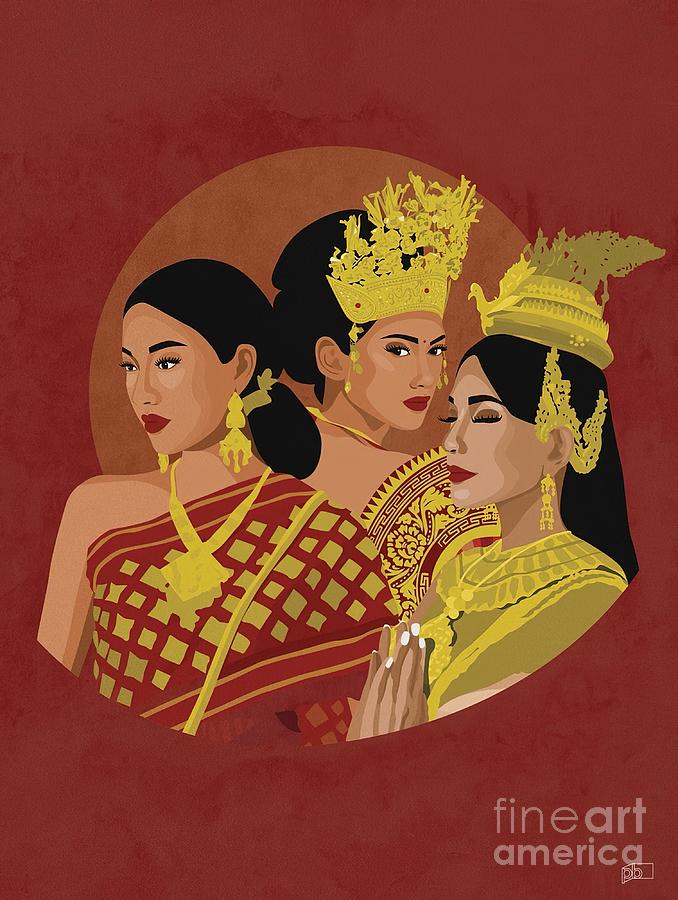 Gold Trio Culture Series Painting by Lee Jasmine - Fine Art America