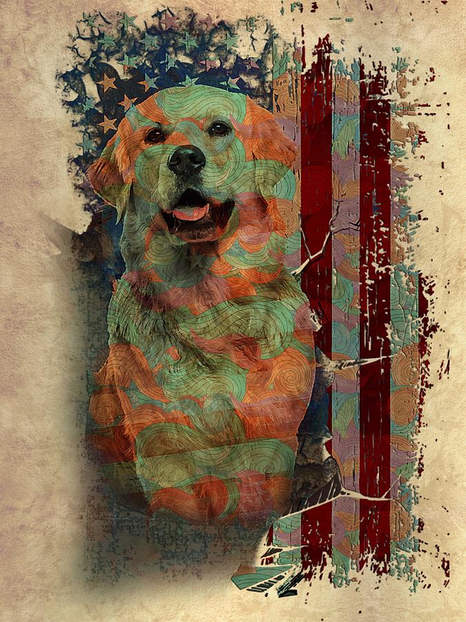Golden Retriever Goldie Dog America Flags Retrievers Digital Art by Clint McLaughlin - Fine Art ...