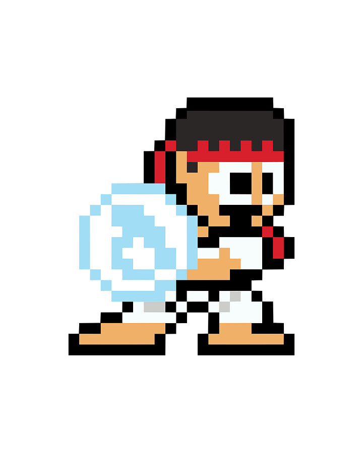 Good Game Win Points Ryu Hadouken Street Fighter 8-Bit Retro Pixel Art Gift For Birthday Digital ...