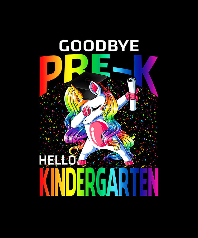 Goodbye Pre-K Hello Kindergarten Unicorn Graduate Drawing by ...