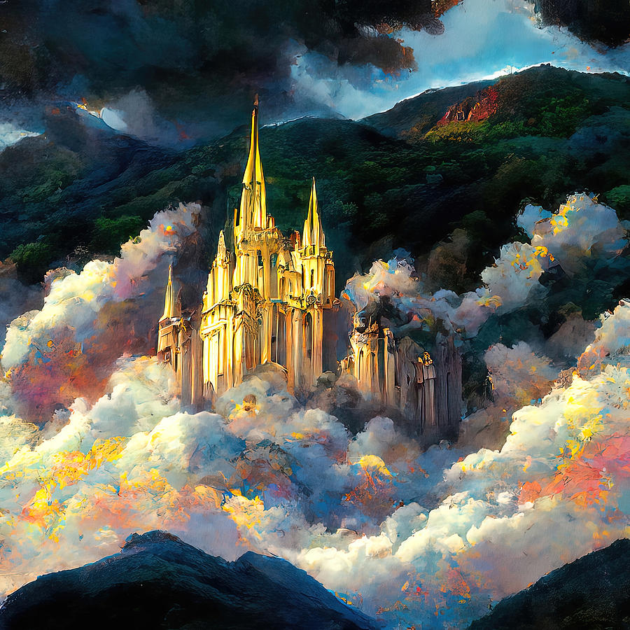 Gothic Cathedral among the Clouds, 05 Painting by AM FineArtPrints - Fine Art America