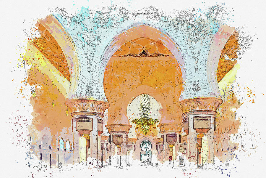 Grand Mosque Sheik Zayed, Abu Dhabi Painting by Celestial Images - Fine ...