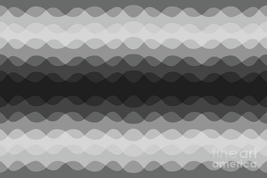 Grayscale Overlapping Wavy Line Stripe Horizontal Pattern Digital Art ...