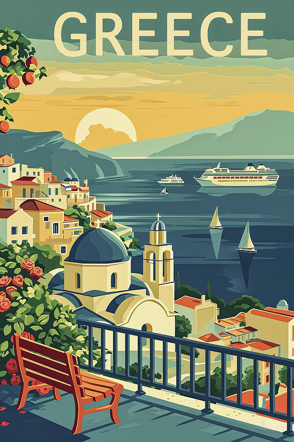 Greece Travel Poster Digital Art by Harold Ninek - Fine Art America