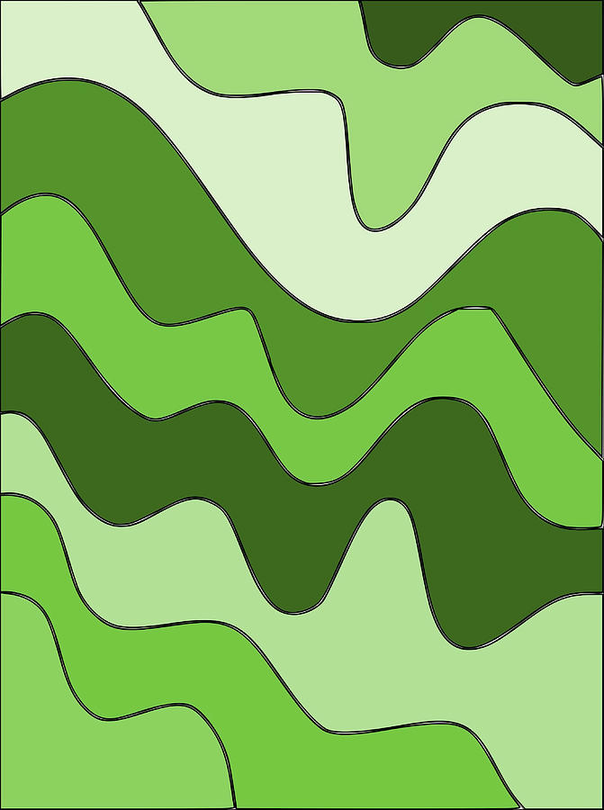 Green waves Poster cute Painting by Steve Palmer - Pixels