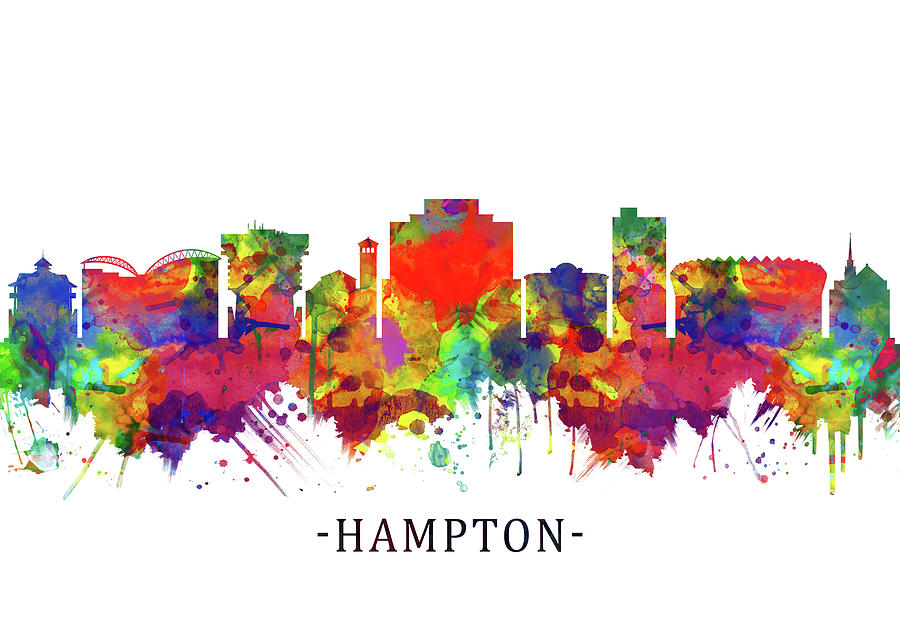 Hampton Virginia Skyline Mixed Media by NextWay Art - Fine Art America