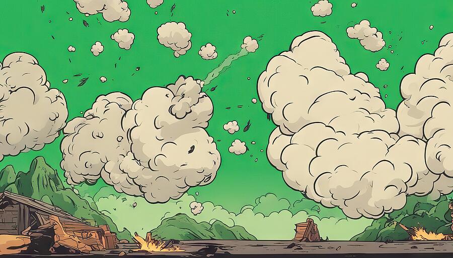 Hand Drawn Cartoon Smoke Explosion Animation Green screen Chroma ...