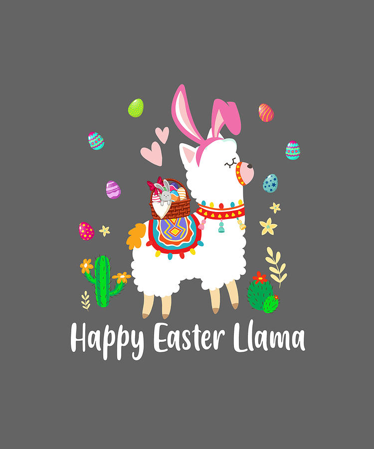 Happy Easter Llama Bunny Eggs Cute Easter Digital Art by Felix - Pixels
