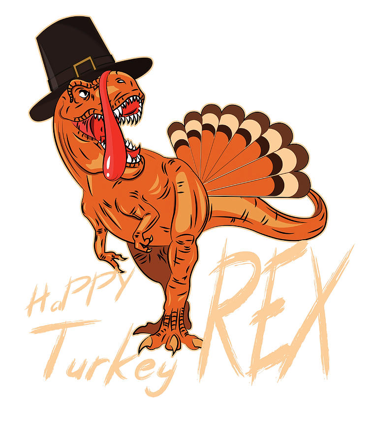 Happy Turkey Rex Dinosaur Thanksgiving Costume Painting by Robinson ...
