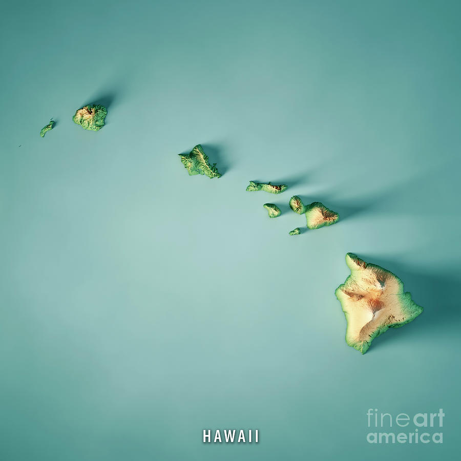 Hawaii 3D Render Topographic Map Digital Art by Frank Ramspott - Fine ...