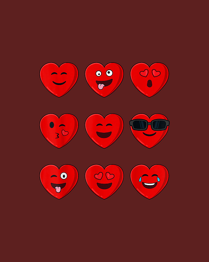 Heart Emojis Valentines Day Funny Emoticons Boys Girls Kids Digital Art ...