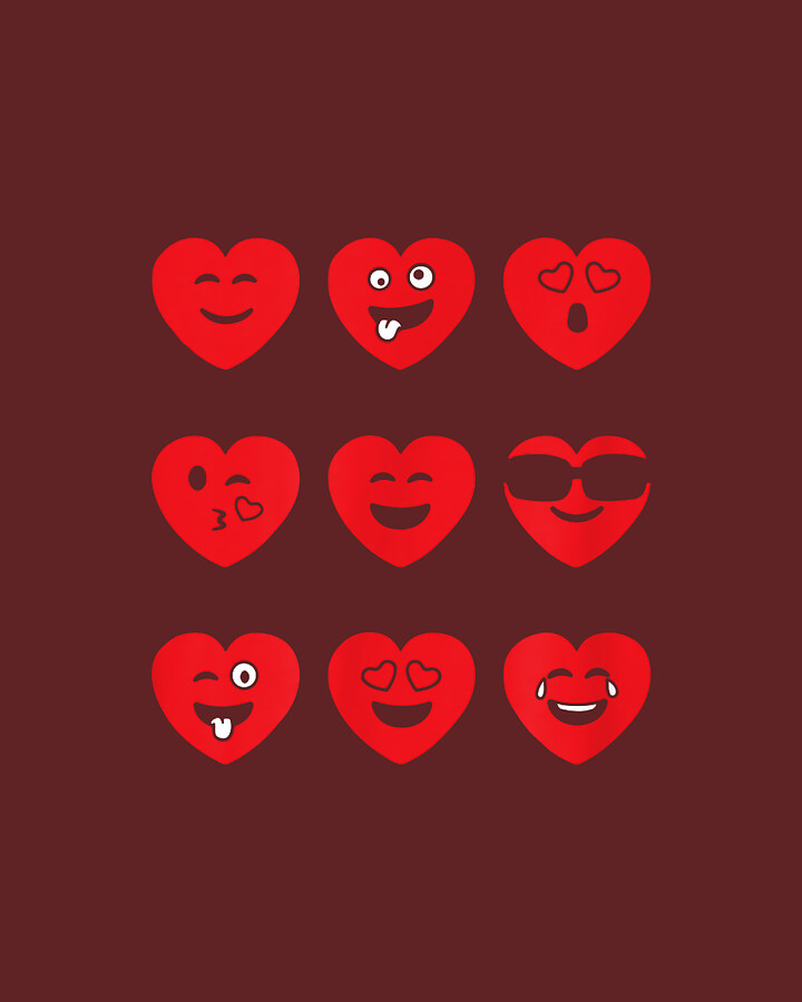 Heart Emojis Valentines Day Funny Emoticons Boys Girls Kids Digital Art ...