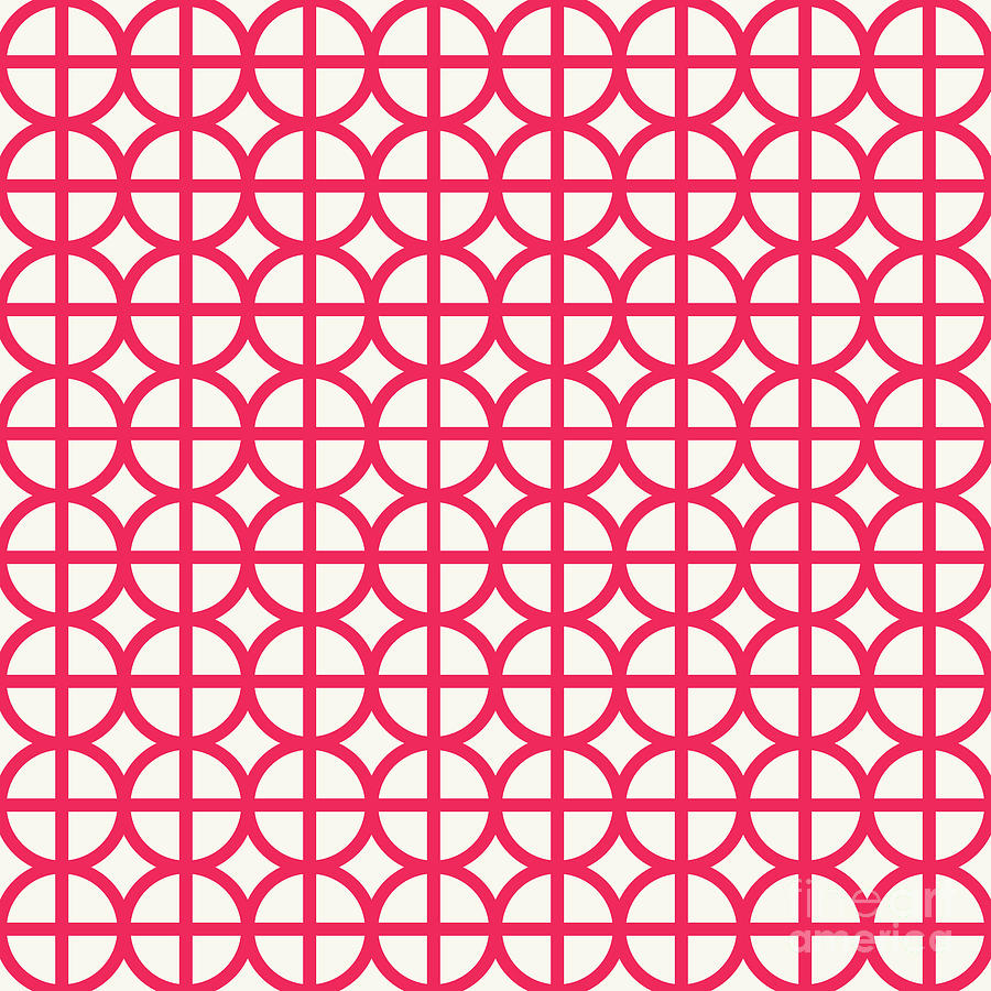 Heavy Circle On Grid Pattern In Eggshell White And Ruby Pink n.0979 Painting by Holy Rock Design ...