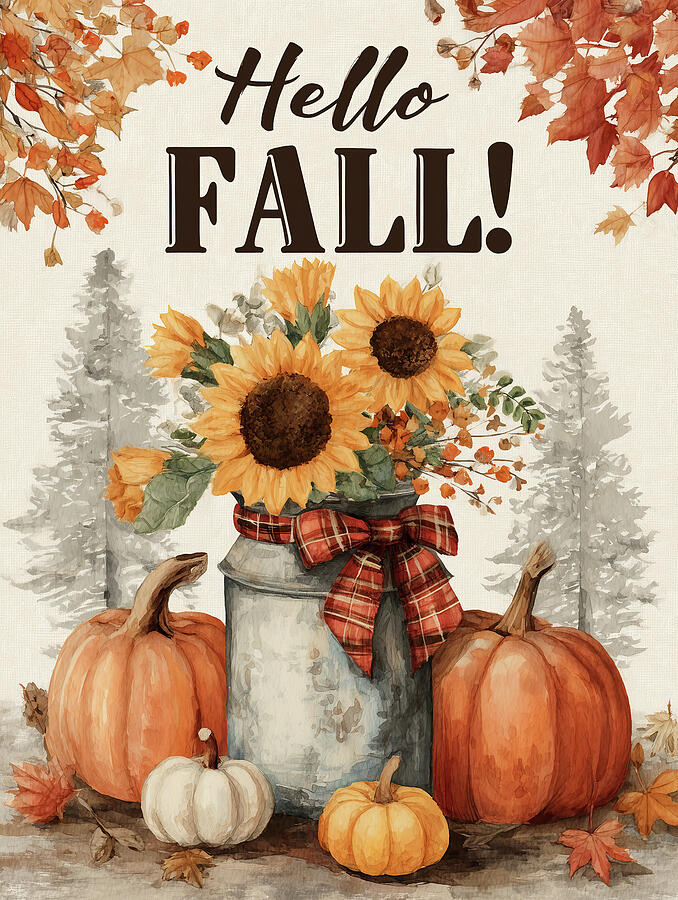 Hello Fall Sunflowers by Lisa S Baker