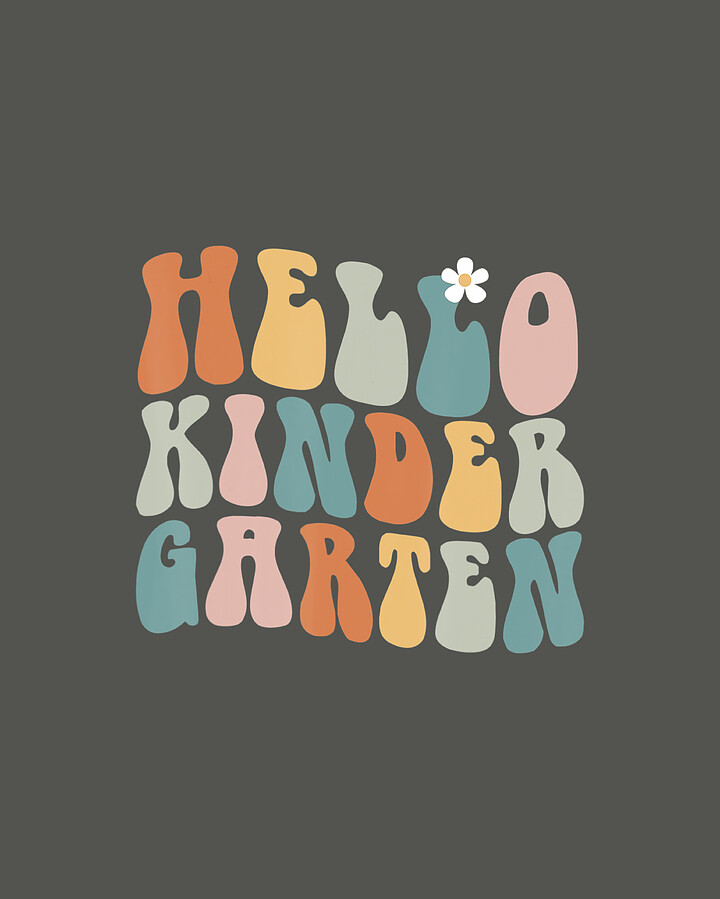Hello Kindergarten Teacher Team Back To School Groovy Retro Digital Art ...