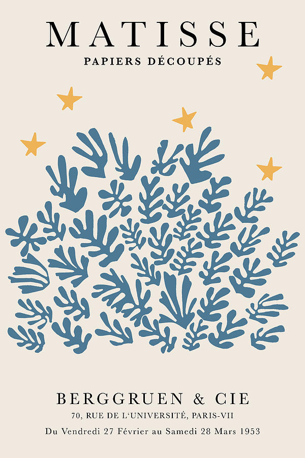 Henri Matisse Flower, Papier Decoupes Art stars blue, Matisse Cutouts ...
