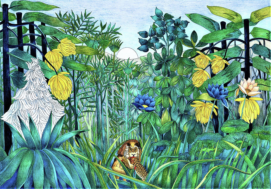 Jungle With A Lion By Henri Rousseau