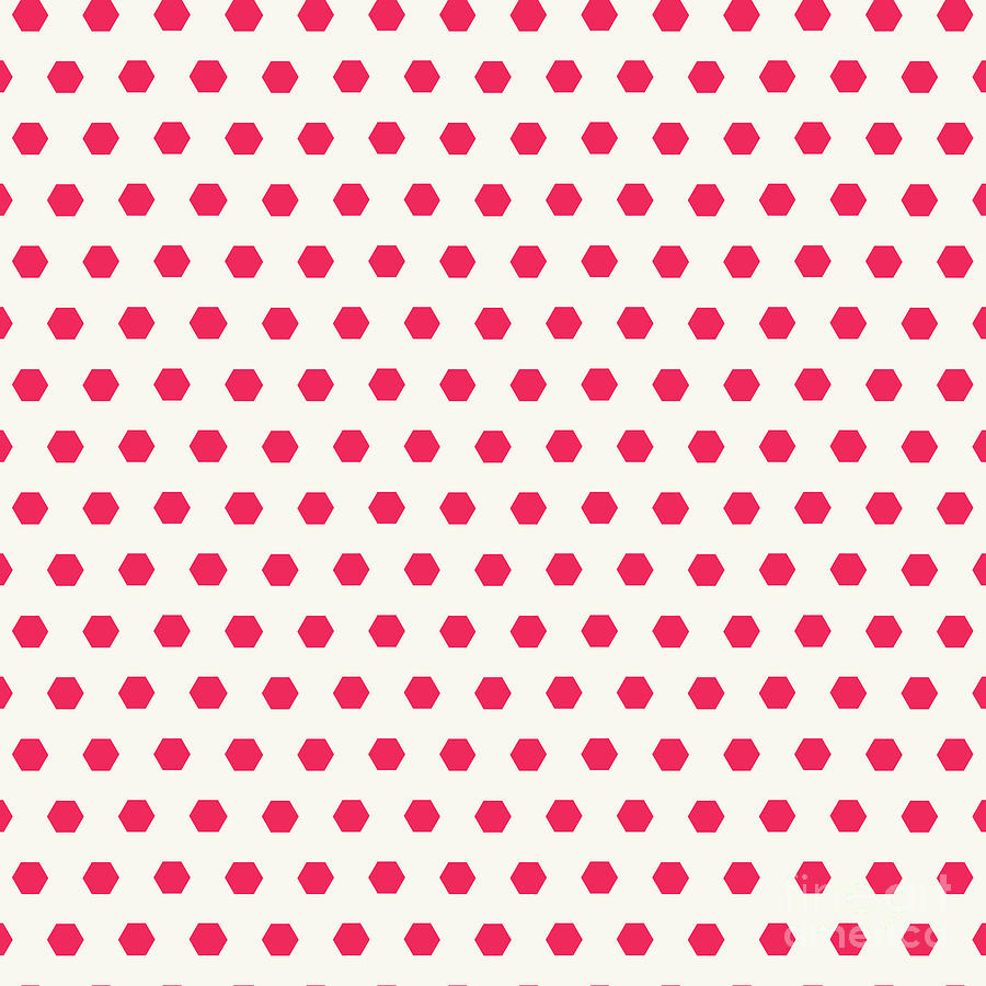 Hexagon Honeycomb Kikko Dot Pattern in Eggshell White And Ruby Pink n ...