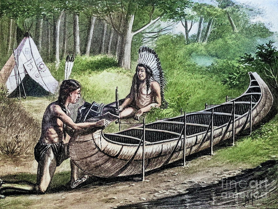Hiawatha builds a boat j1 Drawing by Historic Illustrations - Pixels
