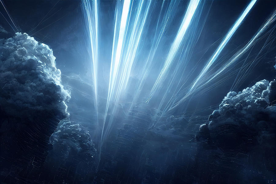 Highly Detailled Giant Floating Futuristic Cyber Cloud Castle Ornated ...