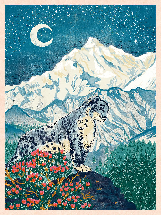 Himalayan Snow Leopard girl Painting by Lee Jasmine - Fine Art America
