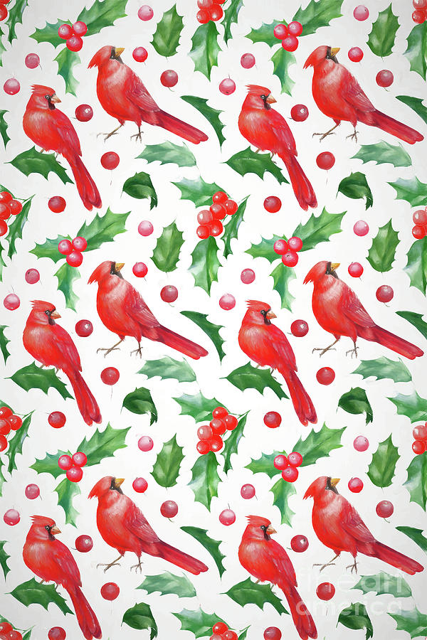 Holiday Cardinal Pattern Digital Art by Kelley Freel-Ebner - Fine Art ...