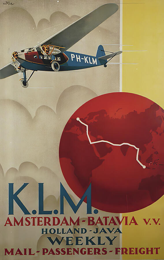 Holland Java Vintage Air Travel Poster Painting by Vintage Travel ...