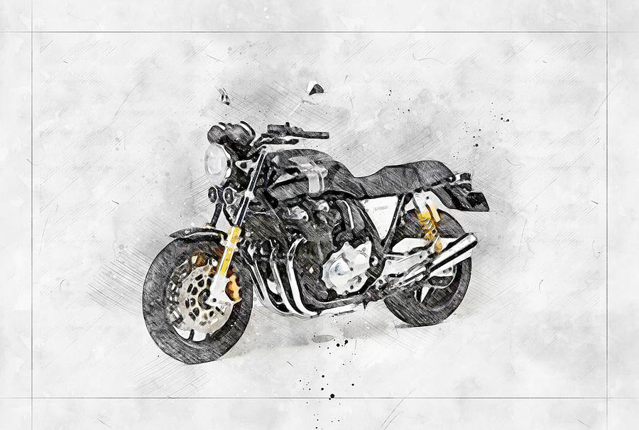 HONDA CB1100RS 2017 New motorcycles black bike Japanese motorcycles HONDA Digital Art by Edgar ...