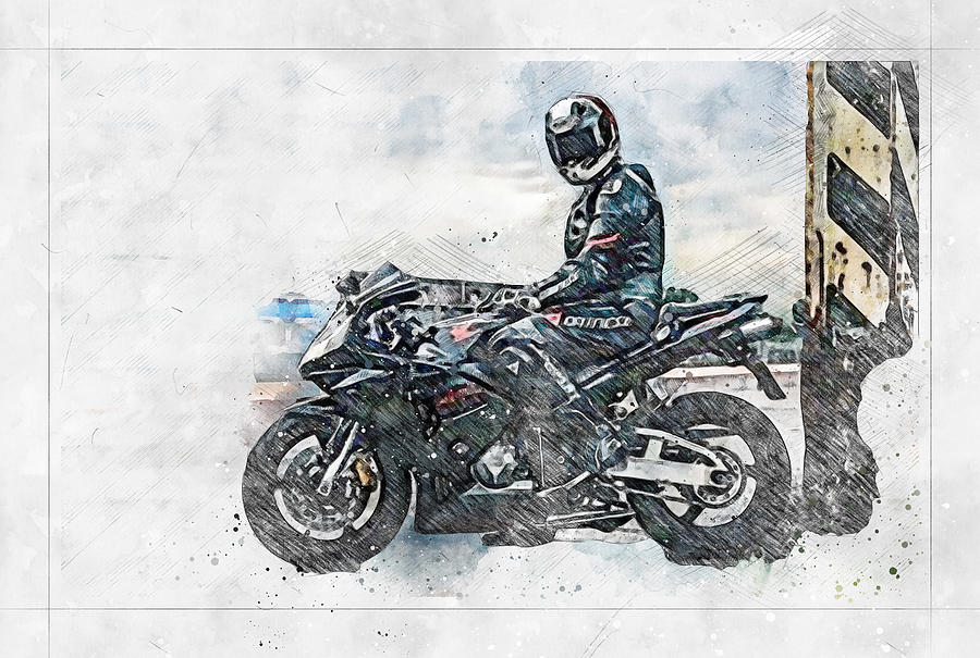 Honda CBR1000RR superbikes rider sportbikes black motorcycle honda Digital Art by Edgar Dorice ...
