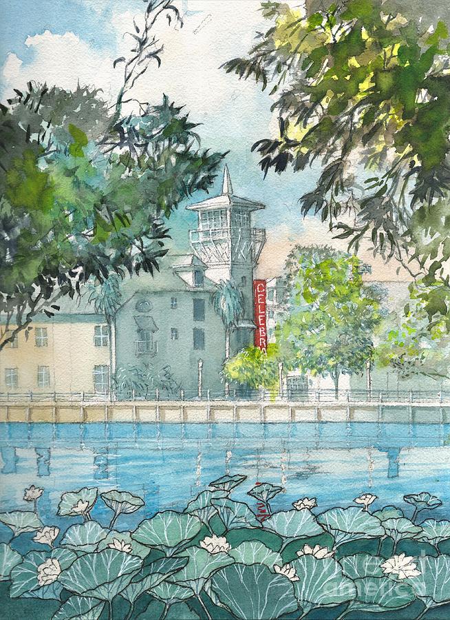 Hotel and water lilies in Celebration, Florida Painting by Hubert ART ...