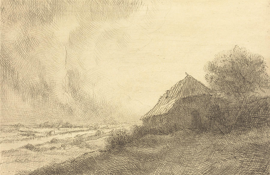 Hovel on a Hillside Drawing by Alphonse Legros - Pixels