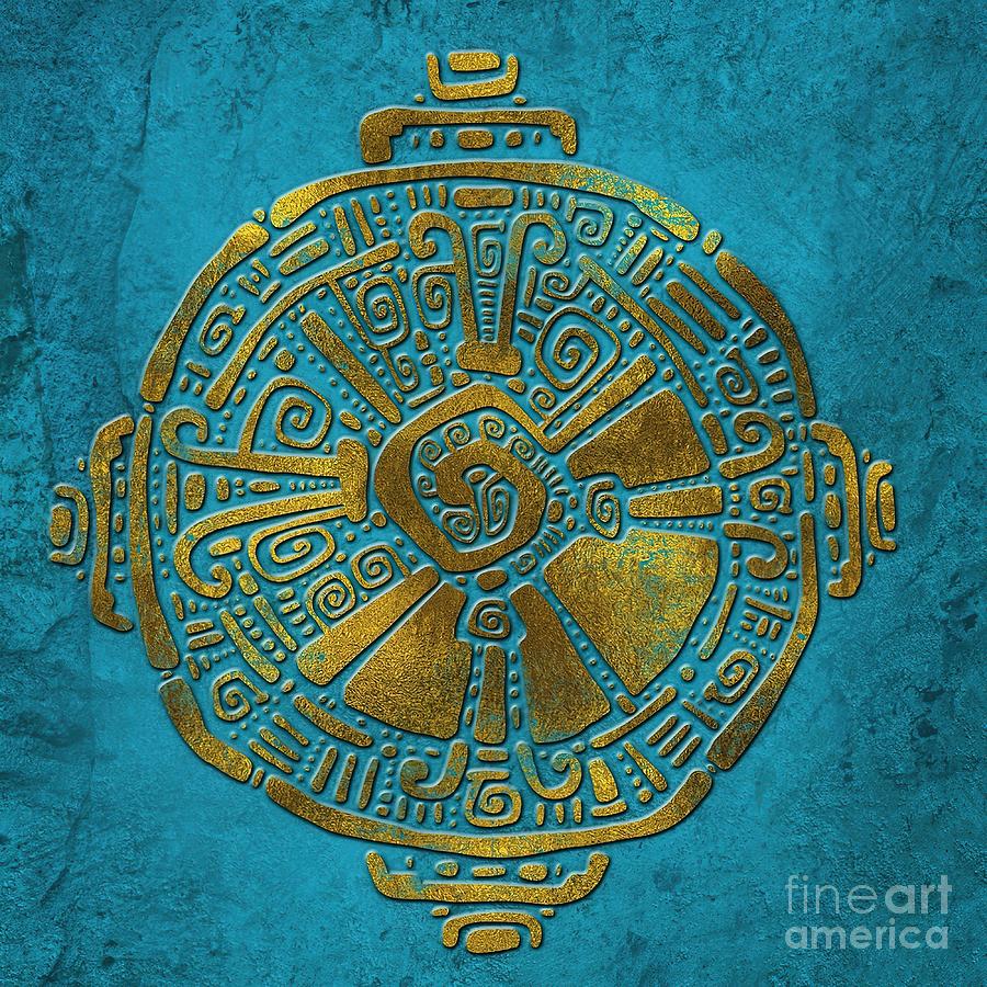 Hunab Ku Mayan symbol Vintage gold on old stone Painting by Chapman ...