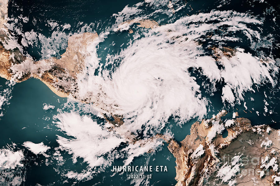 Hurricane Eta 2022 Cloud Map Central America 3D Render Neutral Digital Art by Frank Ramspott ...