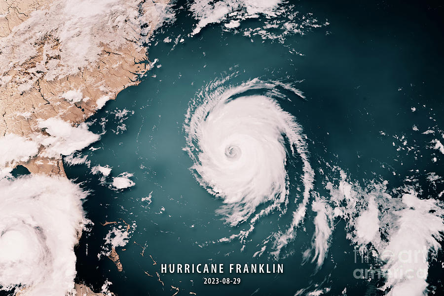Hurricane Franklin 2023 Cloud Map Atlantic Ocean 3D Render Neutr Digital Art by Frank Ramspott ...