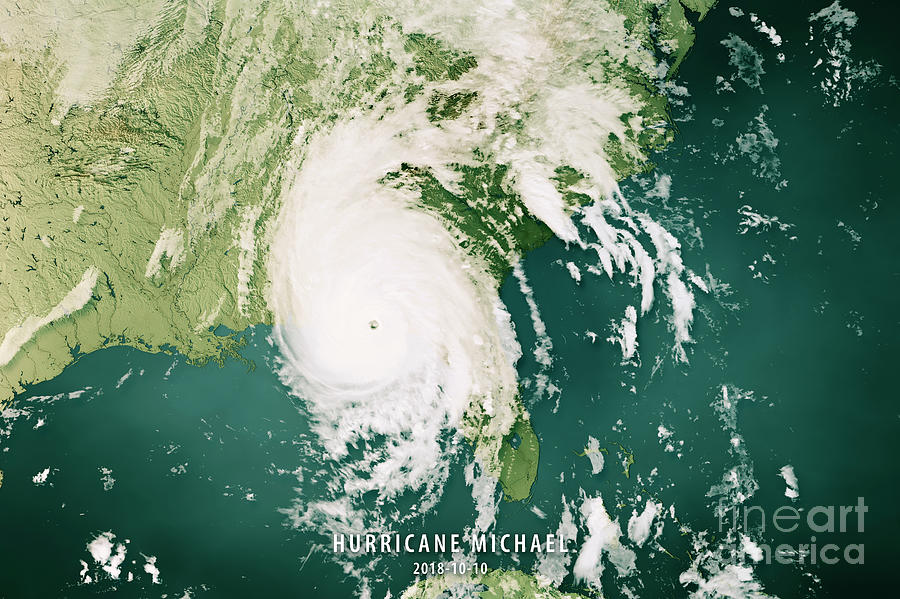 Hurricane Michael 2018 Cloud Map Gulf Of Mexico 3D Render Color Digital Art by Frank Ramspott ...