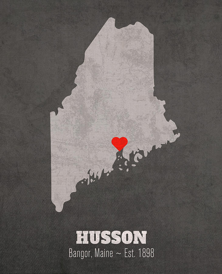 Husson University Bangor Maine Founded Date Heart Map Mixed Media By