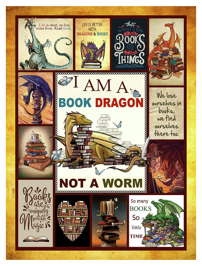 I Am A Book Dragon Not A Worm Digital Art by Michelle Gradwell Art - Pixels