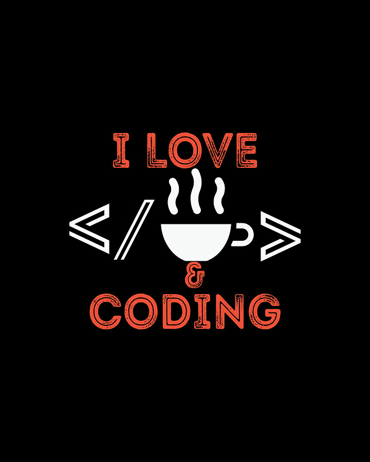 I Love Coffee HTML Code Web Developer Digital Art by Orgence Matungwa ...