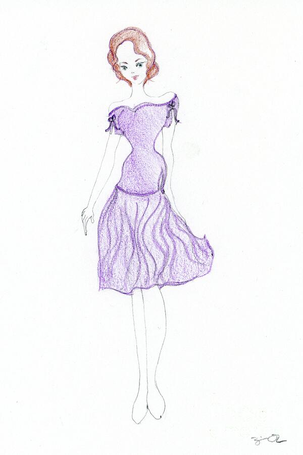 Fashion Illustration - Purple Dress Painting by C Pak - Fine Art America