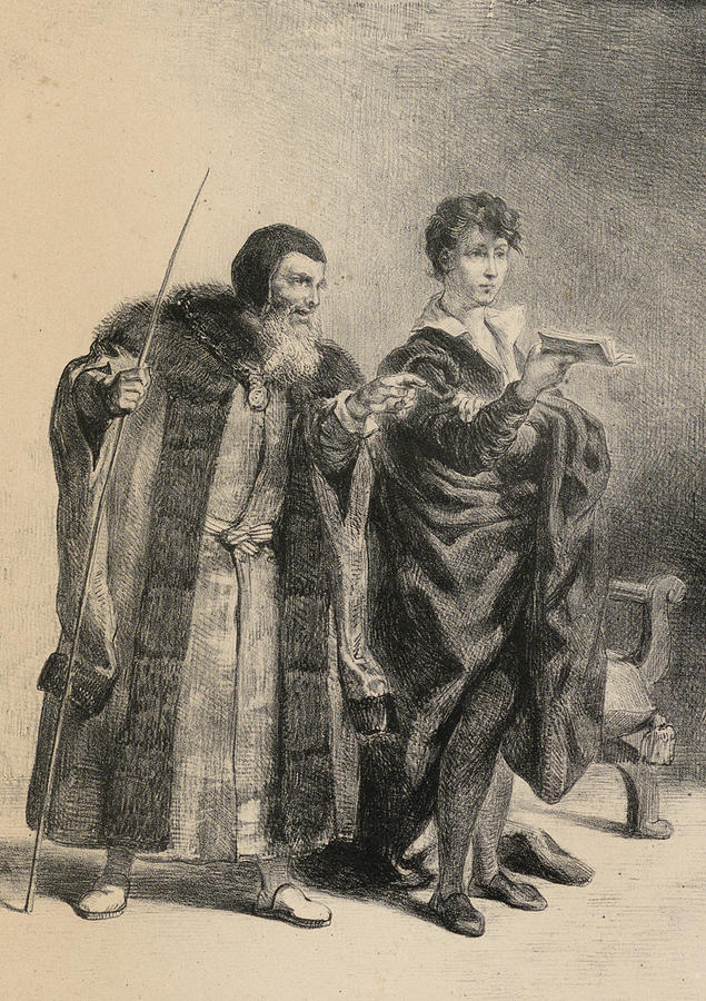 Illustraton for Hamlet Polonius and Hamlet Drawing by Eugene Delacroix ...
