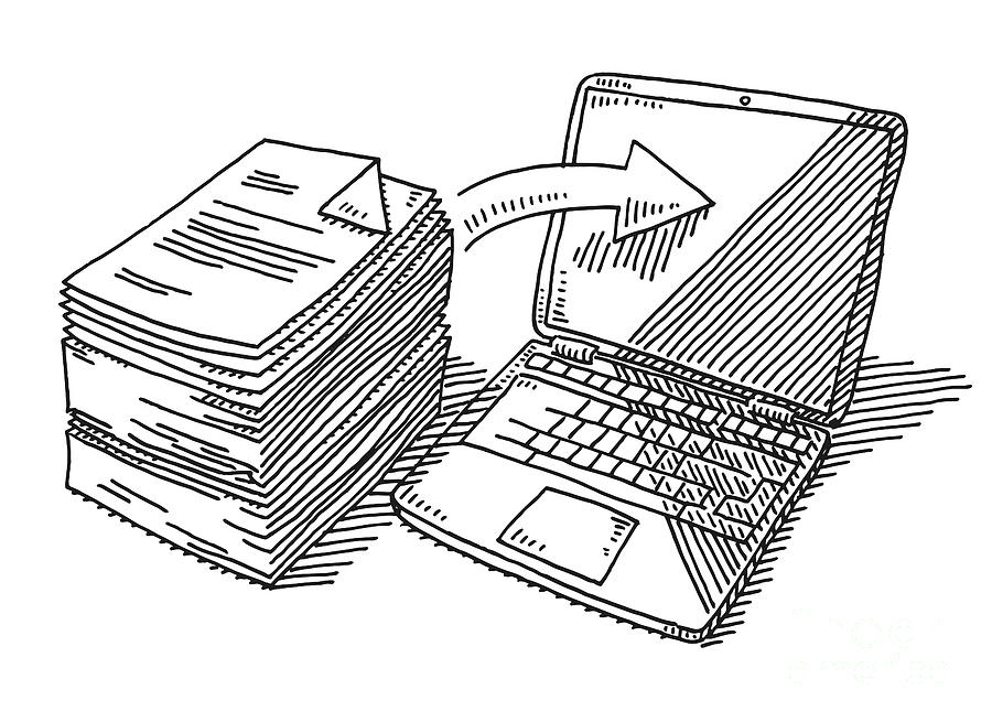 Importing Stack Of Data Sheets Into Computer Drawing Drawing By Frank Ramspott Pixels