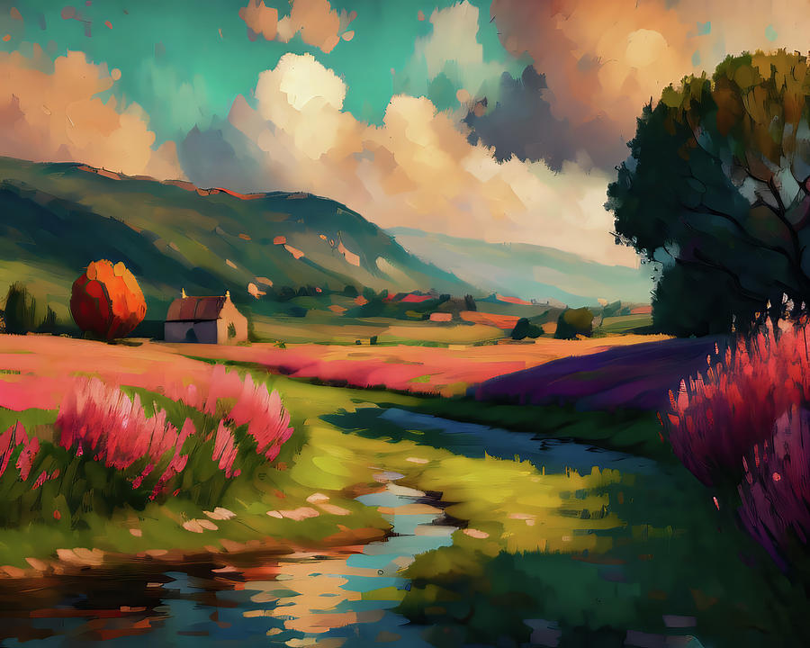 Impressionism landscape 059 Digital Art by VR Vision Studios - Fine Art ...