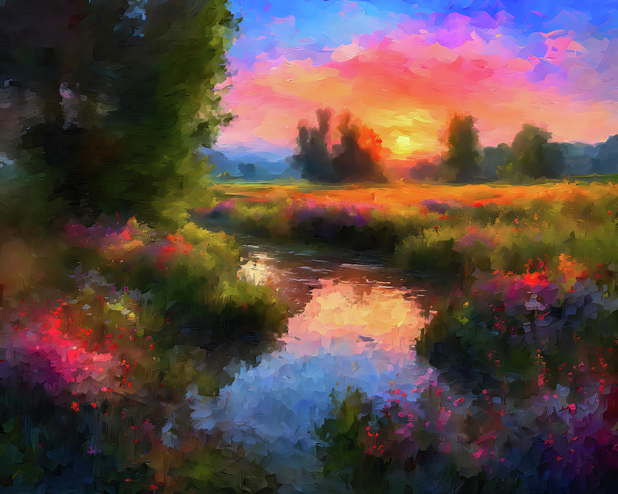 Impressionism landscape 060 Digital Art by VR Vision Studios - Fine Art America