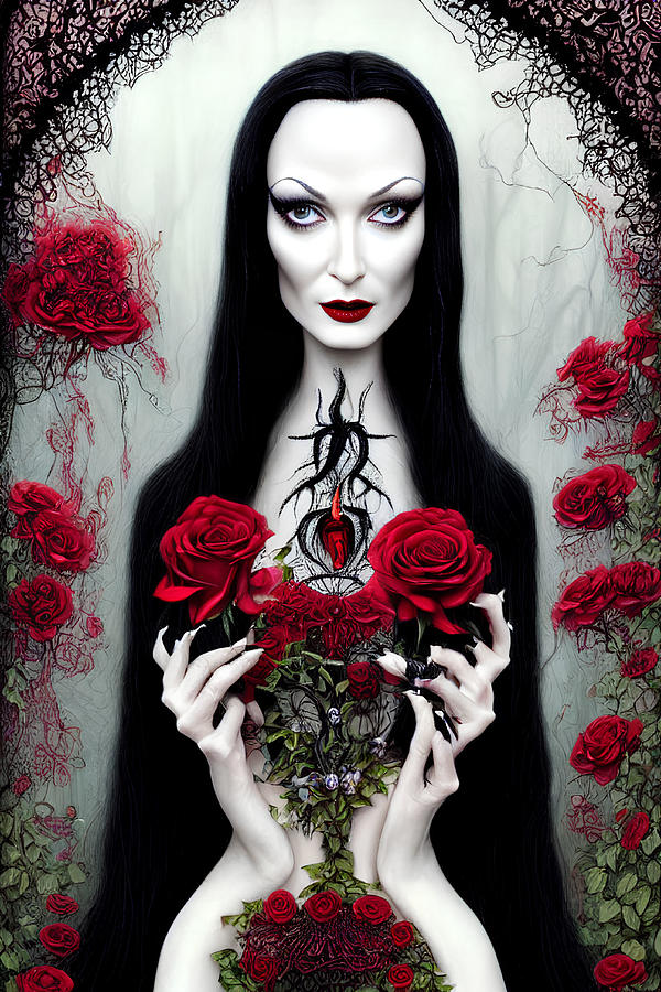 In The Style Of Morticia Addams Digital Art By Kevin Lenaghan Fine Art America