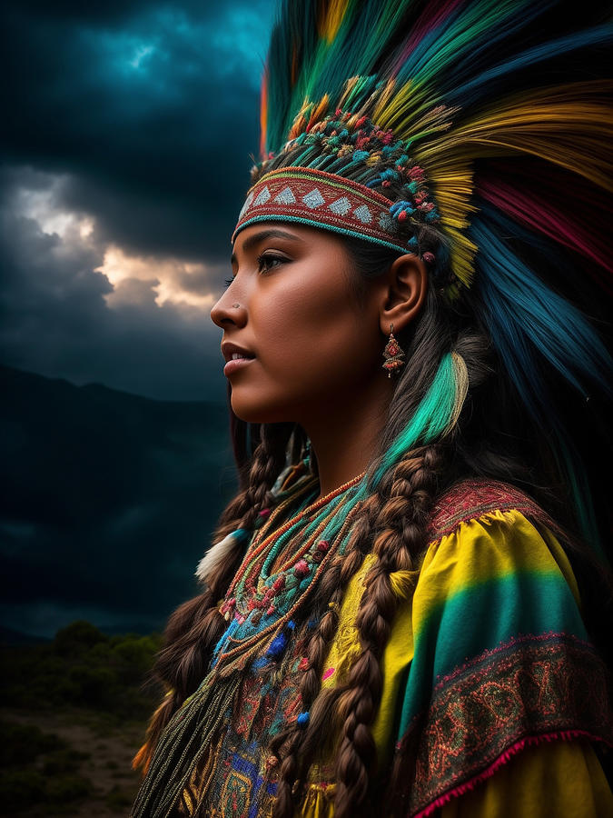 Indigenous Woman In Vivid Colors 15 Digital Art by Ismael Morales ...
